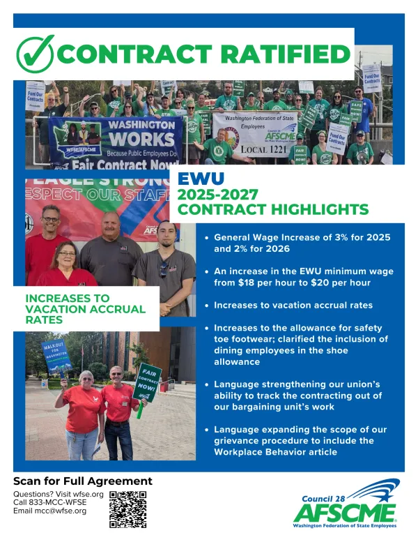 EWU 2025-2027 Contract Ratified! | Washington Federation of State ...