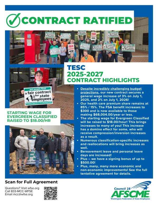 TESC Classified 2025-2027 Contract Ratified! | Washington Federation of ...